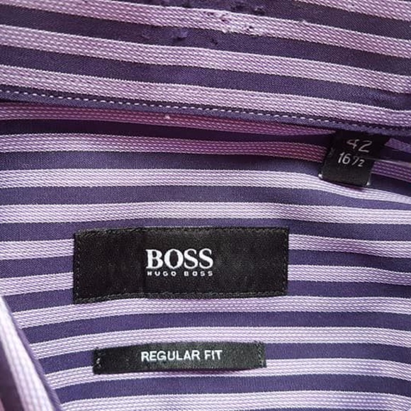 Hugo Boss | Shirts | Hugo Boss Dress Shirt 6 12 Neck Purple Stripe ...